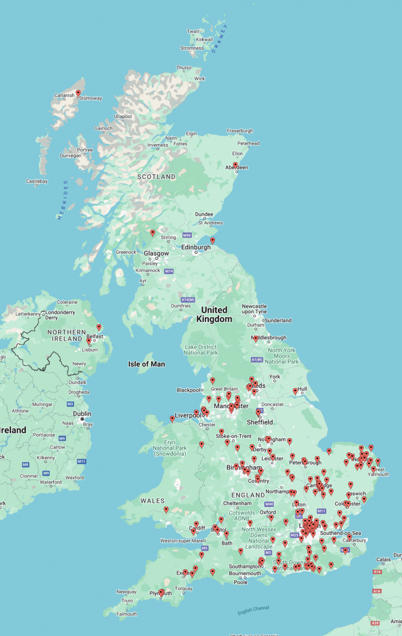Map of RHITE members - NIHR Brain Injury HRC